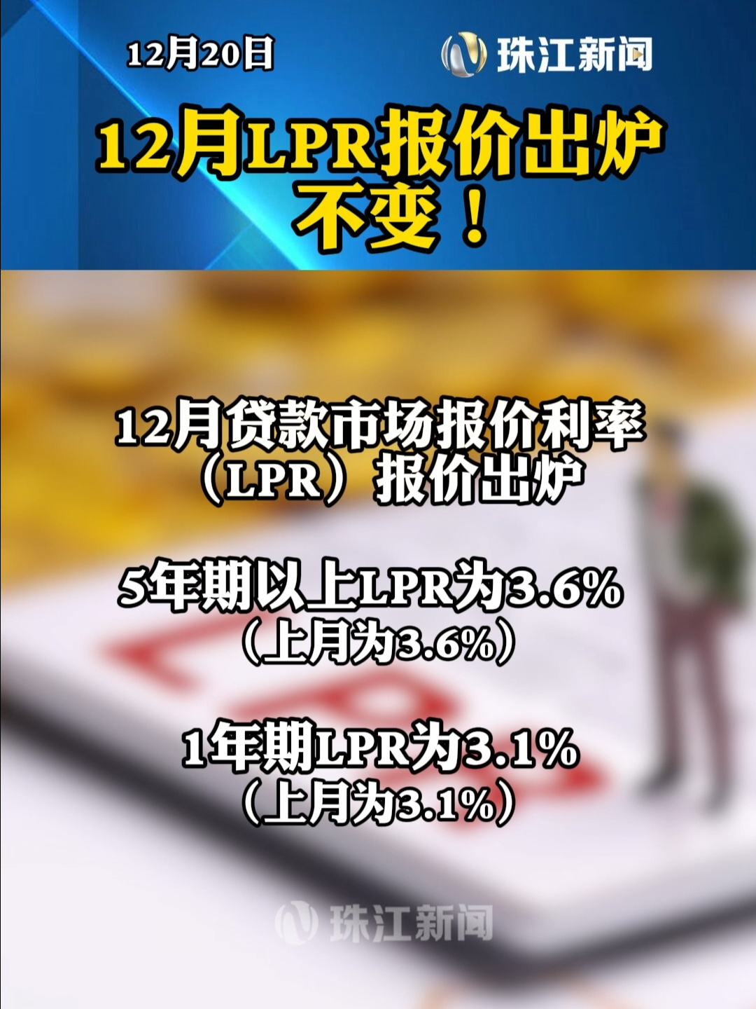 12月LPR报价出炉，不变！ | 荔视频